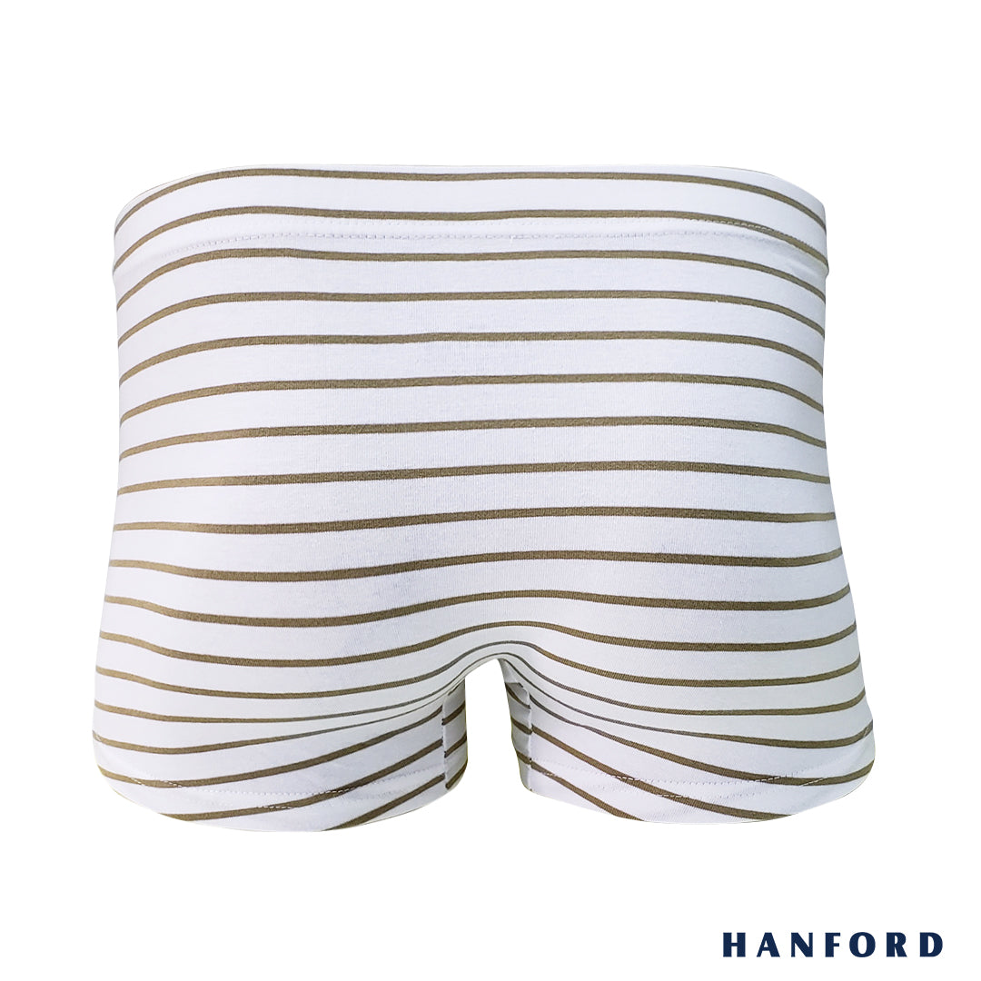 Hanford Men Cotton w/ Spandex Inside Garter Boxer Briefs Stripes - Whi ...